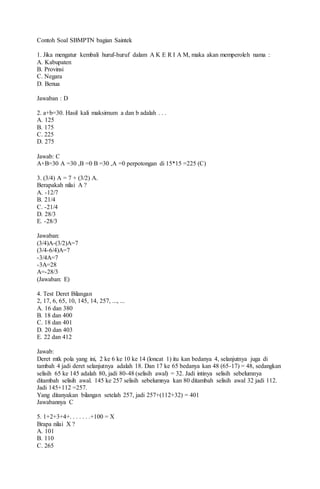 Contoh soal sbmptn bagian saintek | DOCX