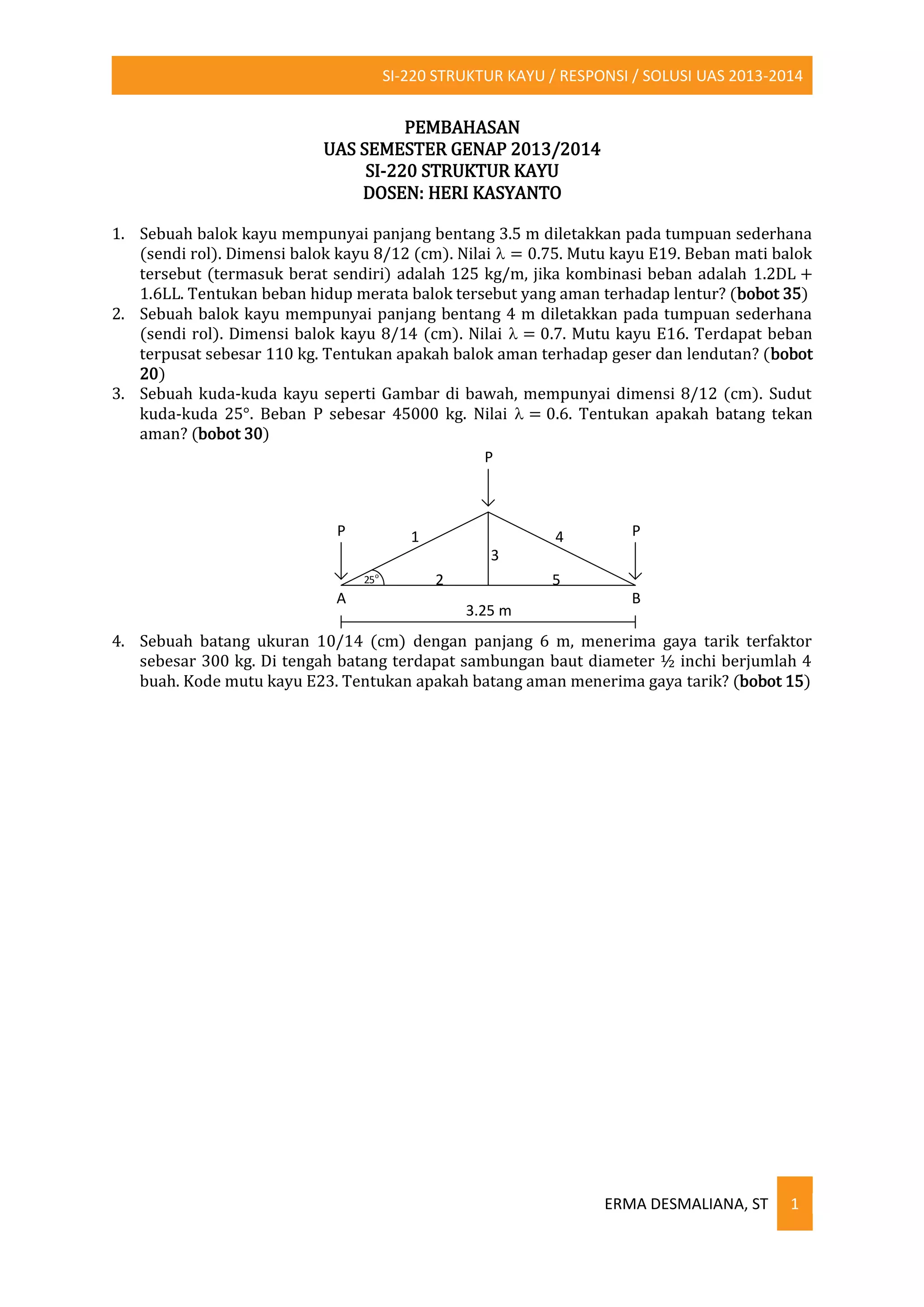 Contoh soal struktur_kayu | PDF