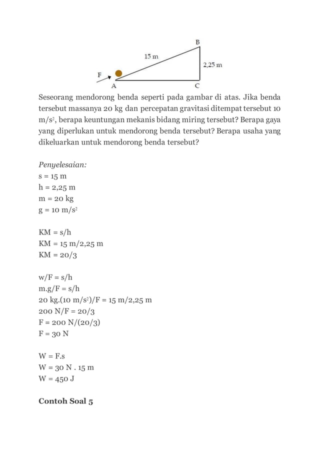 Contoh soal tentang bidang miring | DOCX