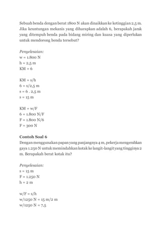 Contoh soal tentang bidang miring | DOCX