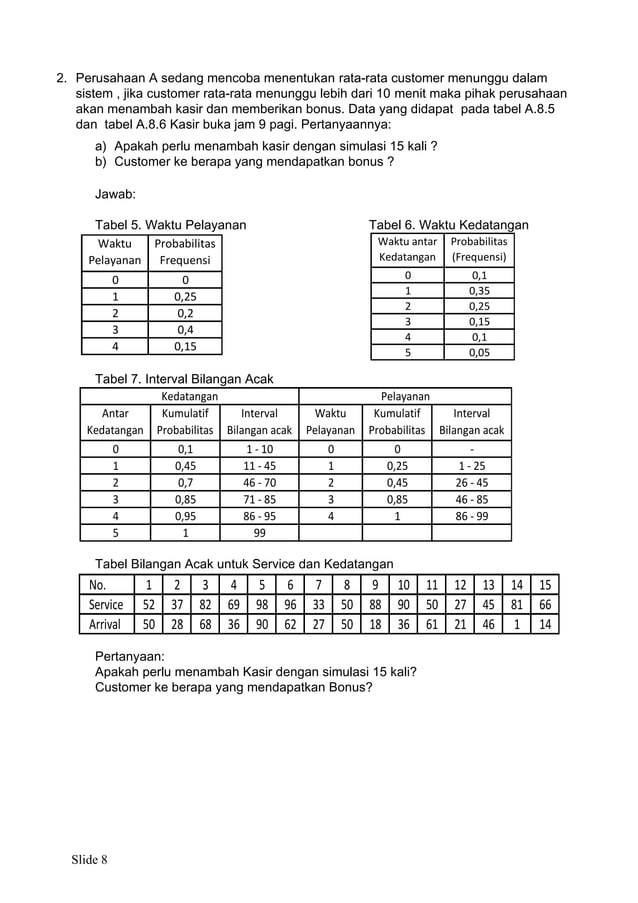 Contoh soal Teori antrian khusus Poisson | PPT