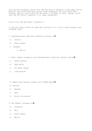 Contoh soal uas p kn kelas 6 semester 2 | TXT