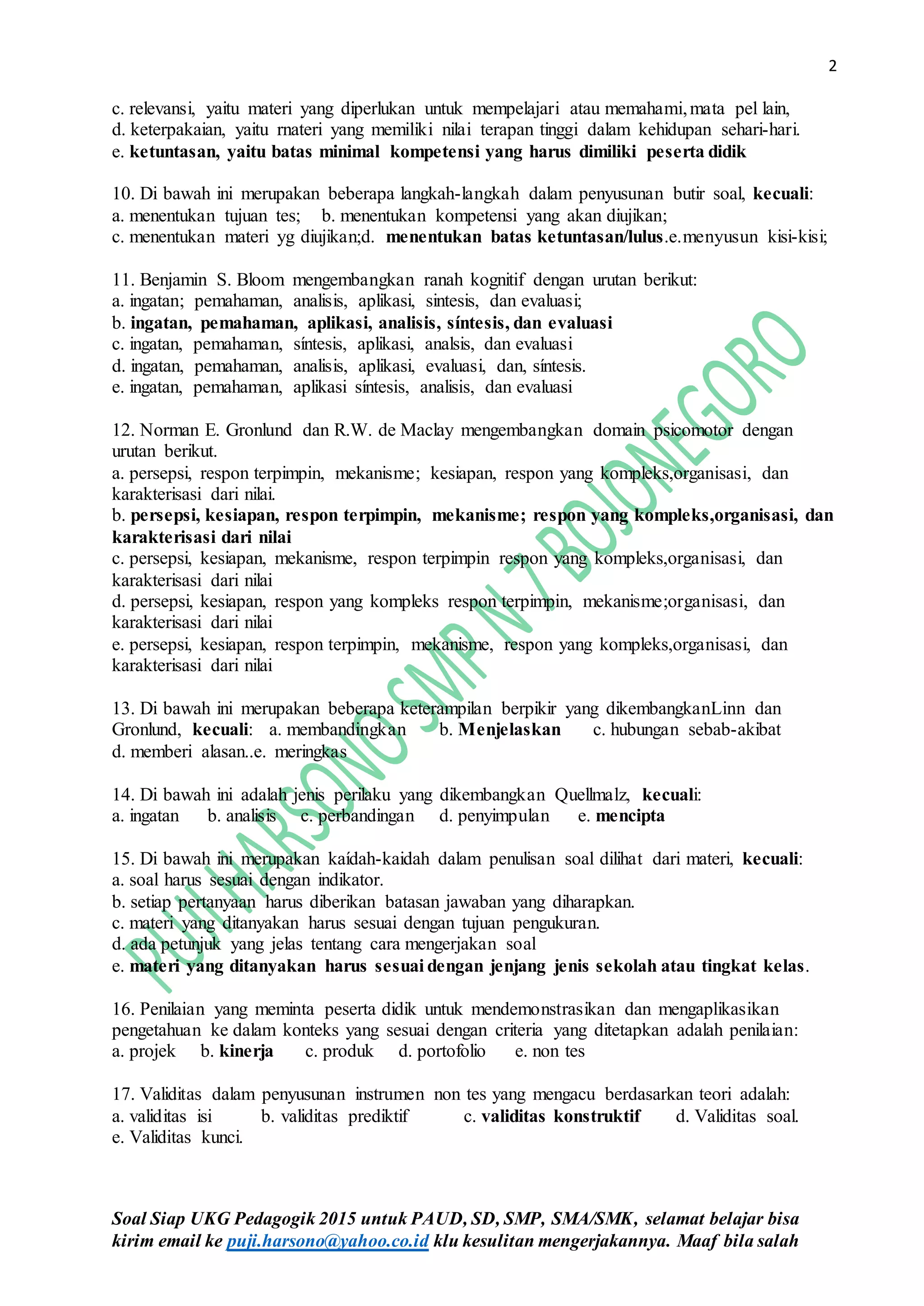 Contoh soal ukg | DOCX