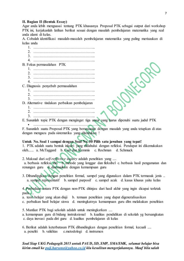 Contoh soal ukg | DOCX