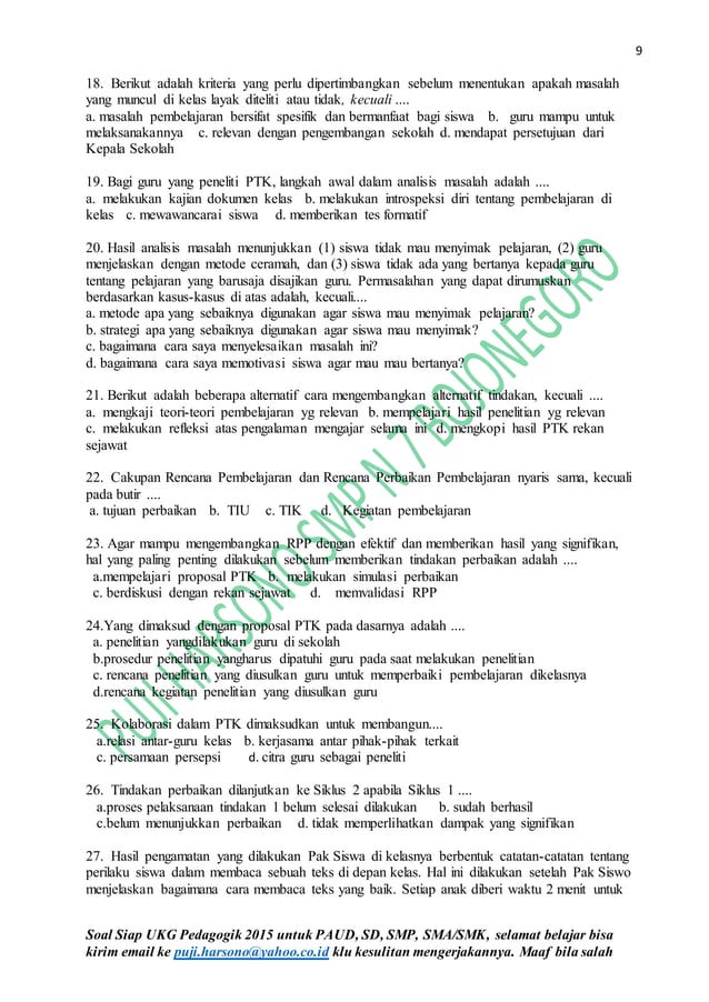 Contoh soal ukg | DOCX