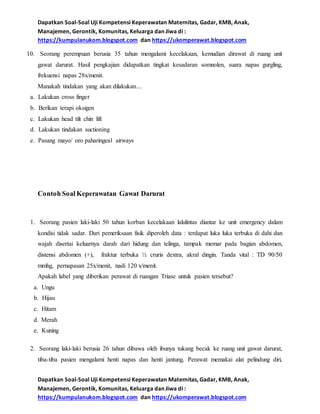 Contoh soal ukom keperawatan gawat darurat | DOCX