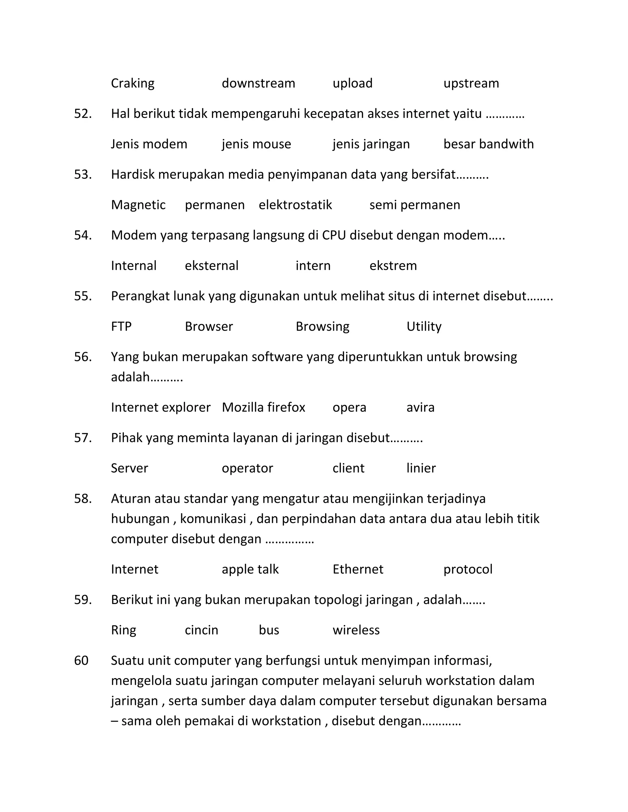 Contoh soal ulangan umum 2010 | DOC