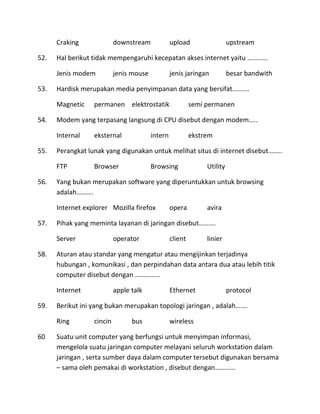 Contoh soal ulangan umum 2010 | PDF