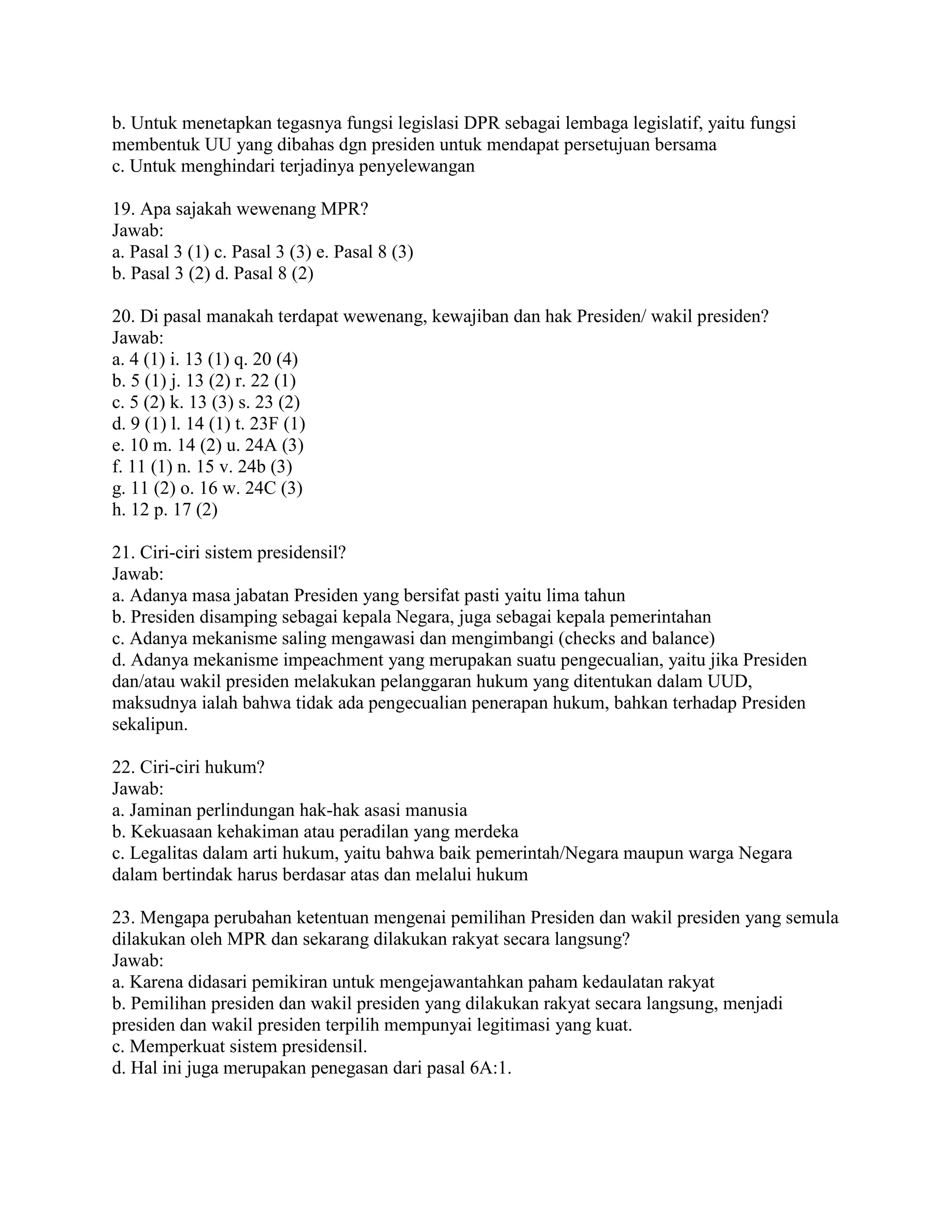 Contoh soal undang undang dan tap mpr ii | PDF