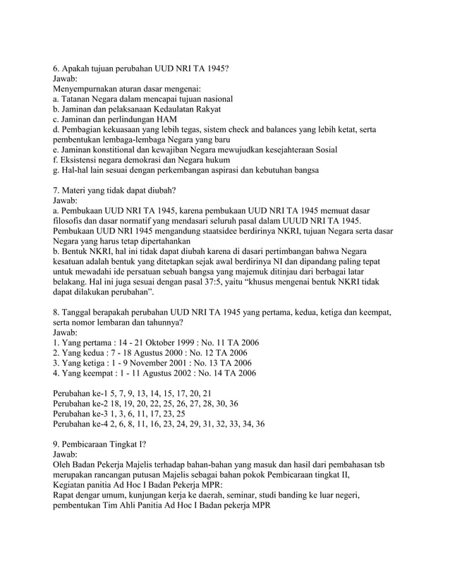 Contoh soal undang undang dan tap mpr ii | DOCX