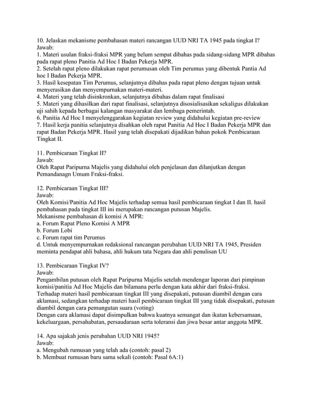 Contoh soal undang undang dan tap mpr ii | DOCX