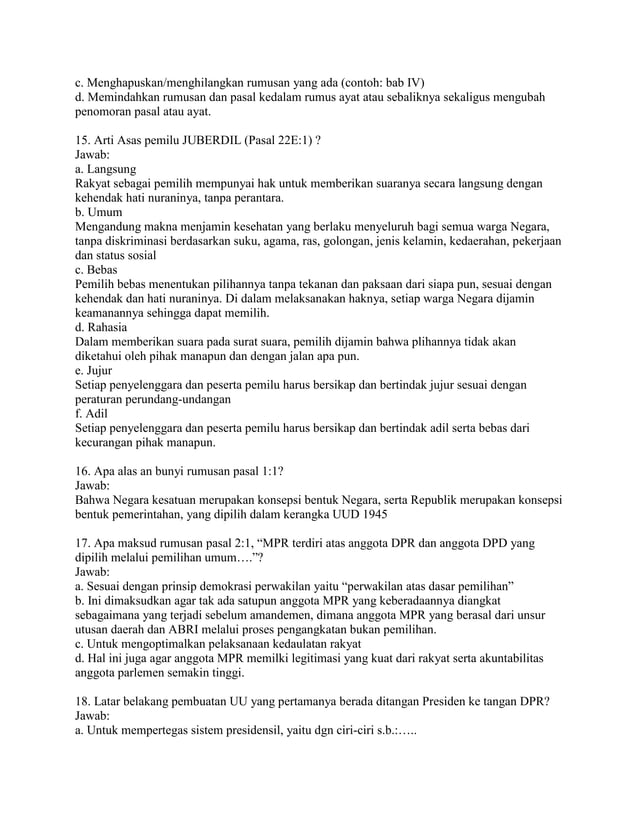 Contoh soal undang undang dan tap mpr ii | PDF