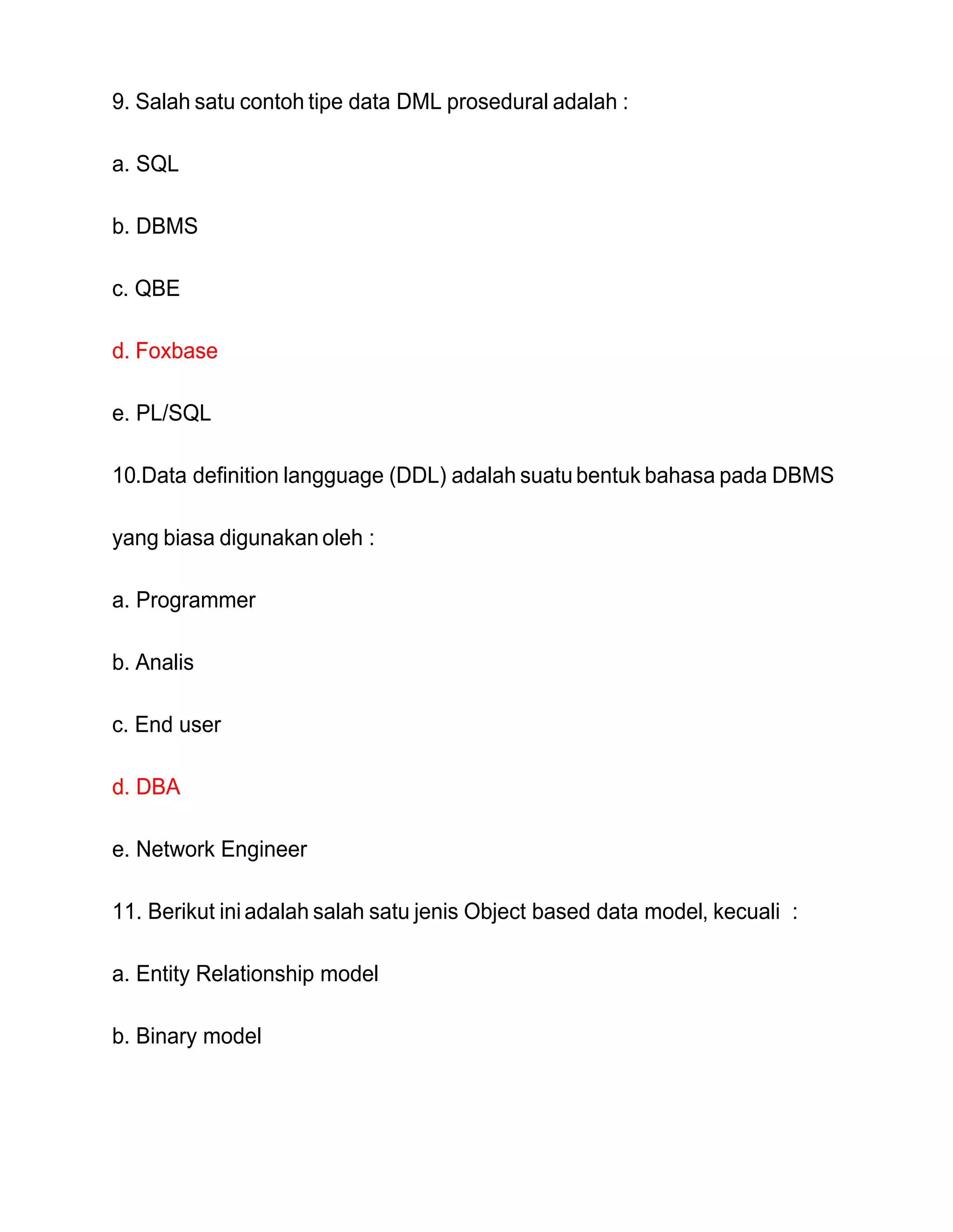 Contoh soal uts perancangan basis data | PDF
