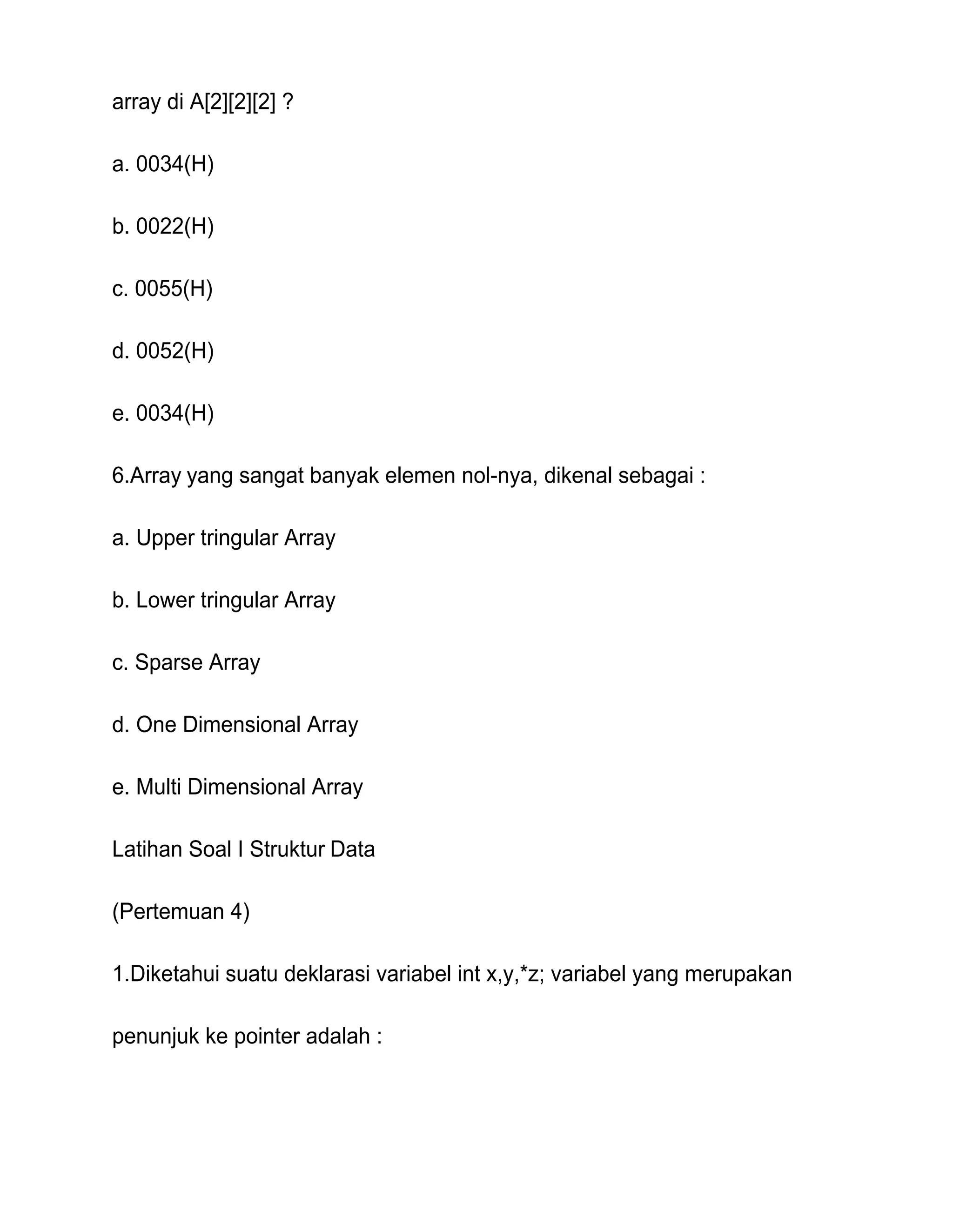 Contoh soal uts struktur data | PDF
