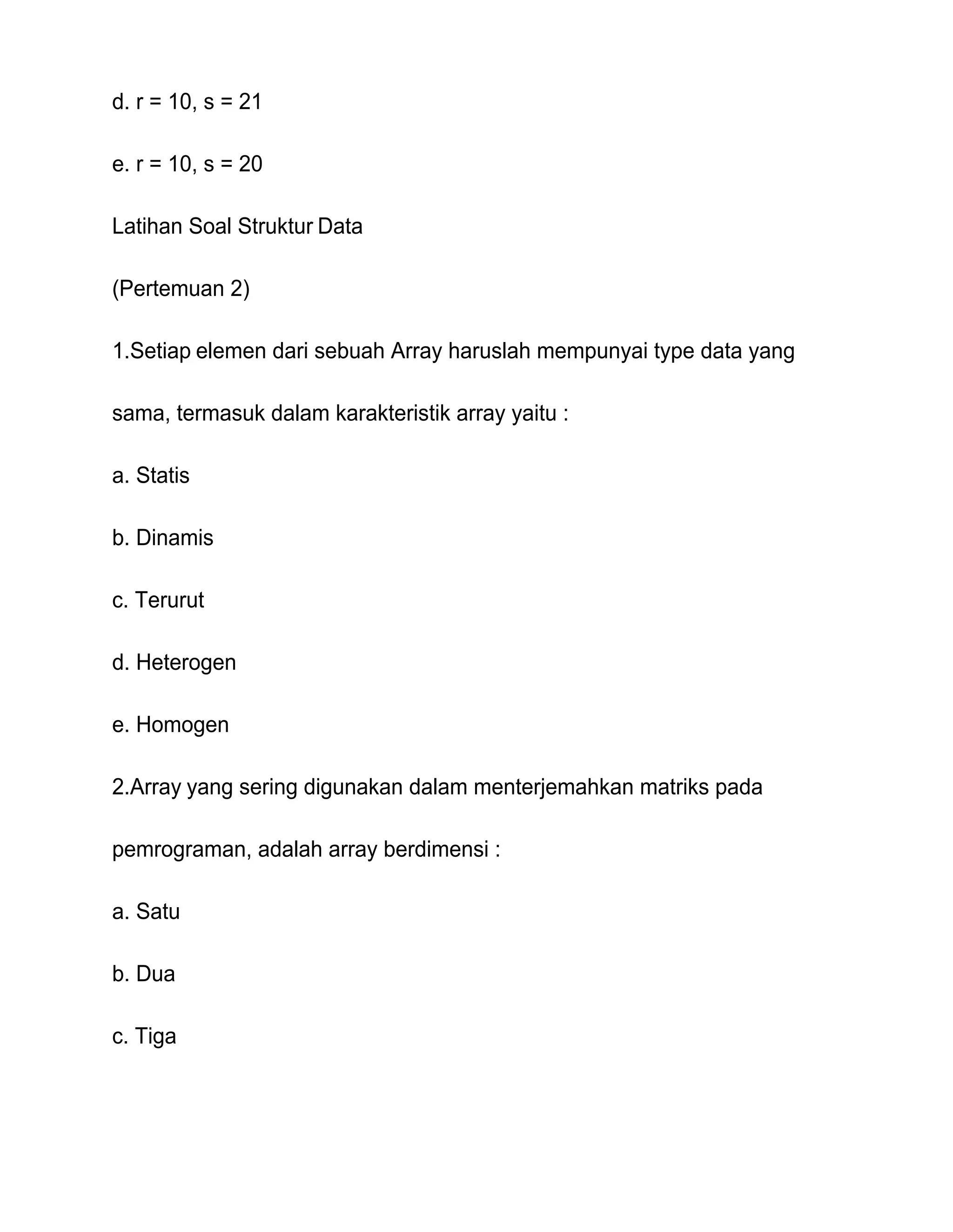 Contoh soal uts struktur data | PDF
