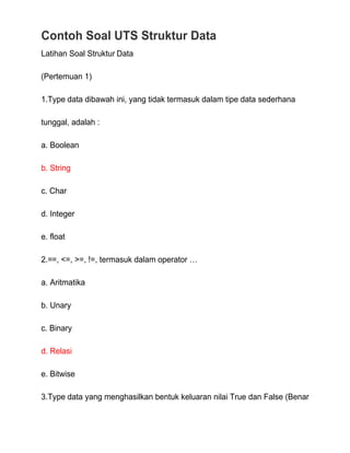 Contoh soal uts struktur data | PDF