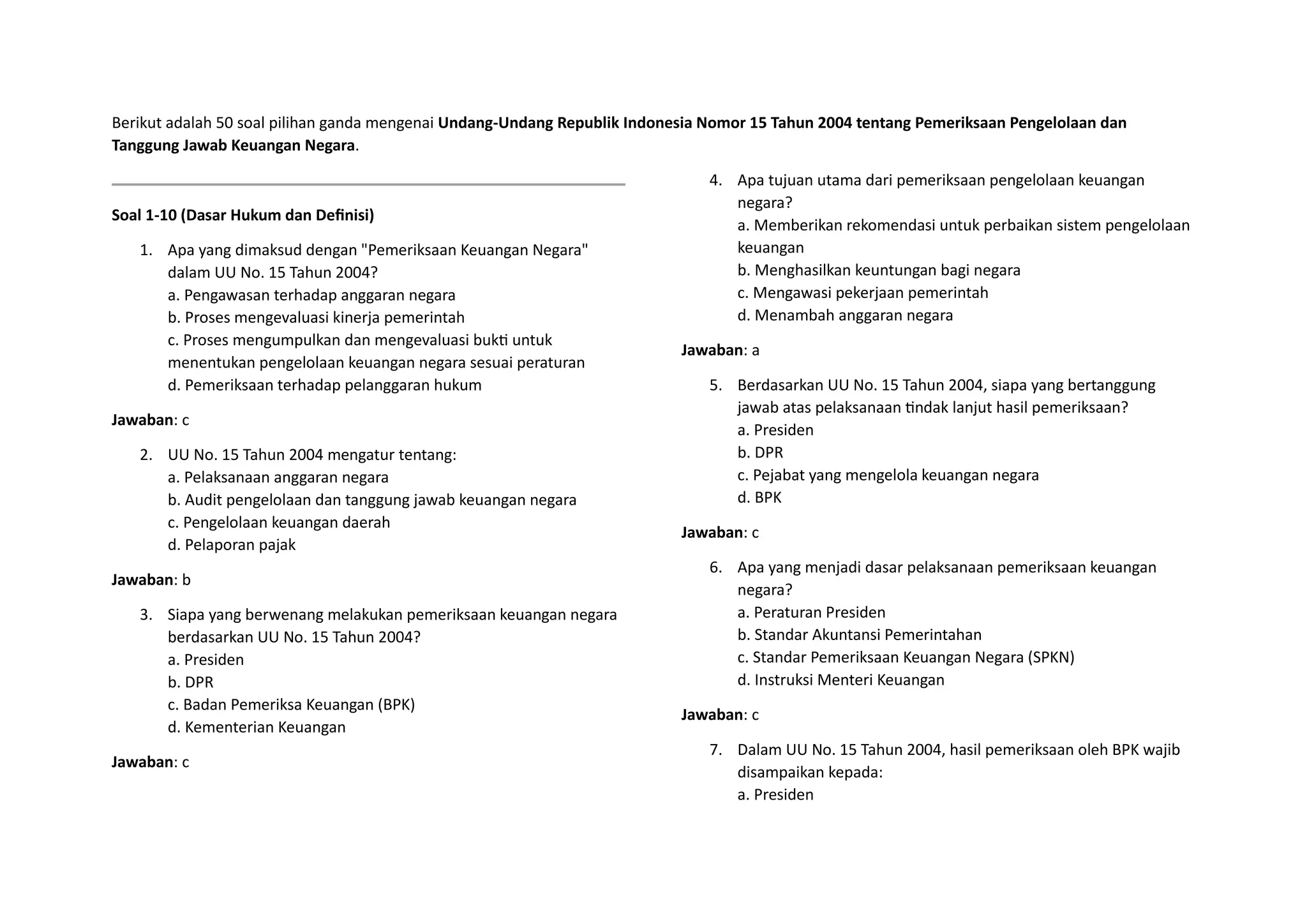 Contoh Soal Soal UU NO 15 2004 lengkap.pdf