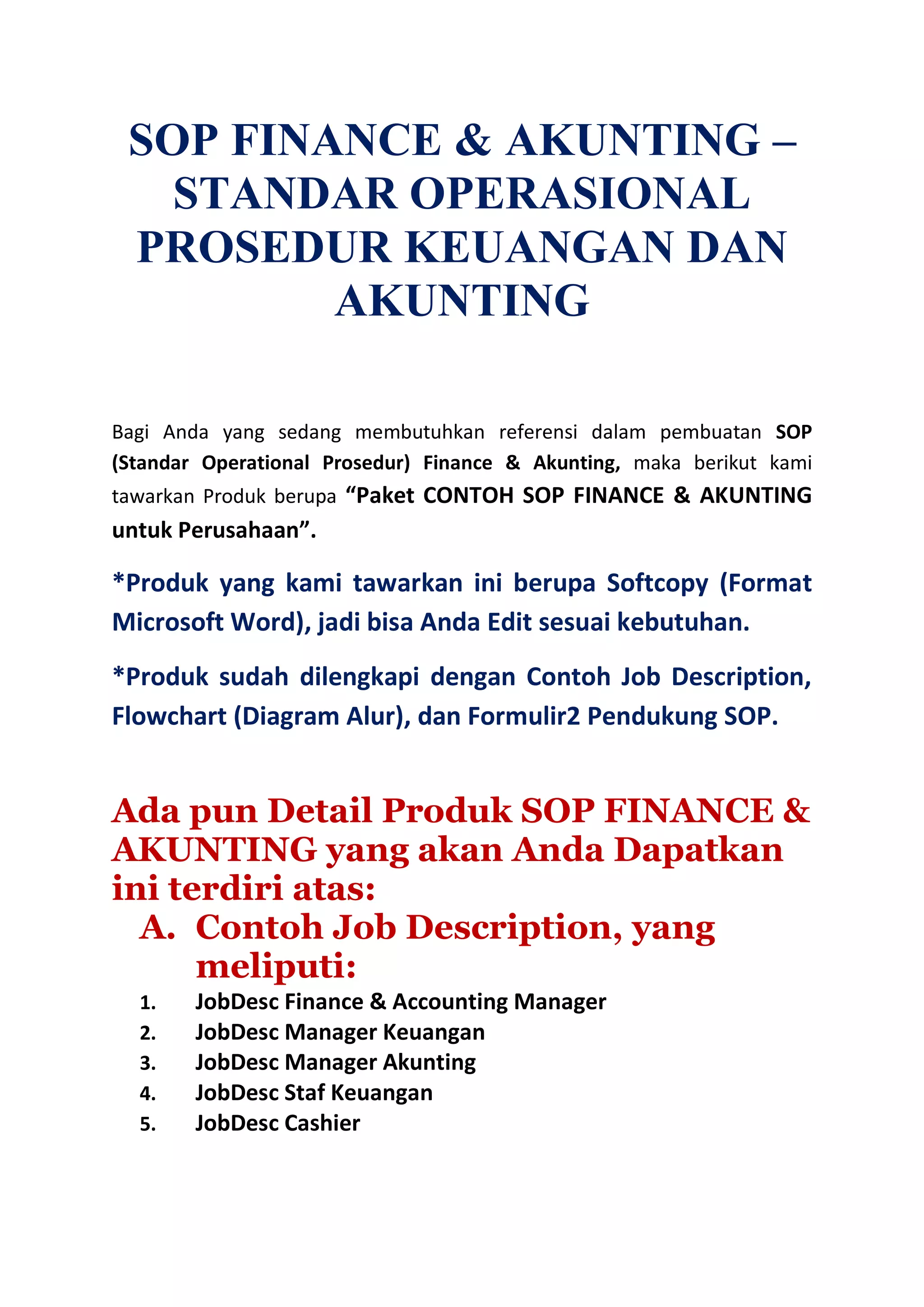 Contoh SOP Finance dan Akunting | PDF