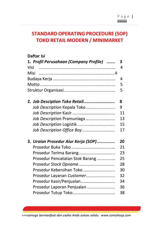 Contoh SOP Layanan Customer Toko Tetail | PDF