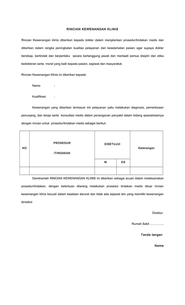 Contoh spk dan rkk serta rekomedasi k omite medis | DOC