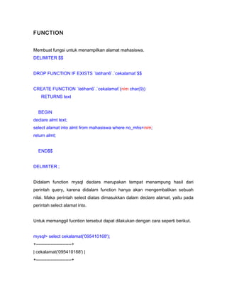 Contoh store procedure dan function | PDF