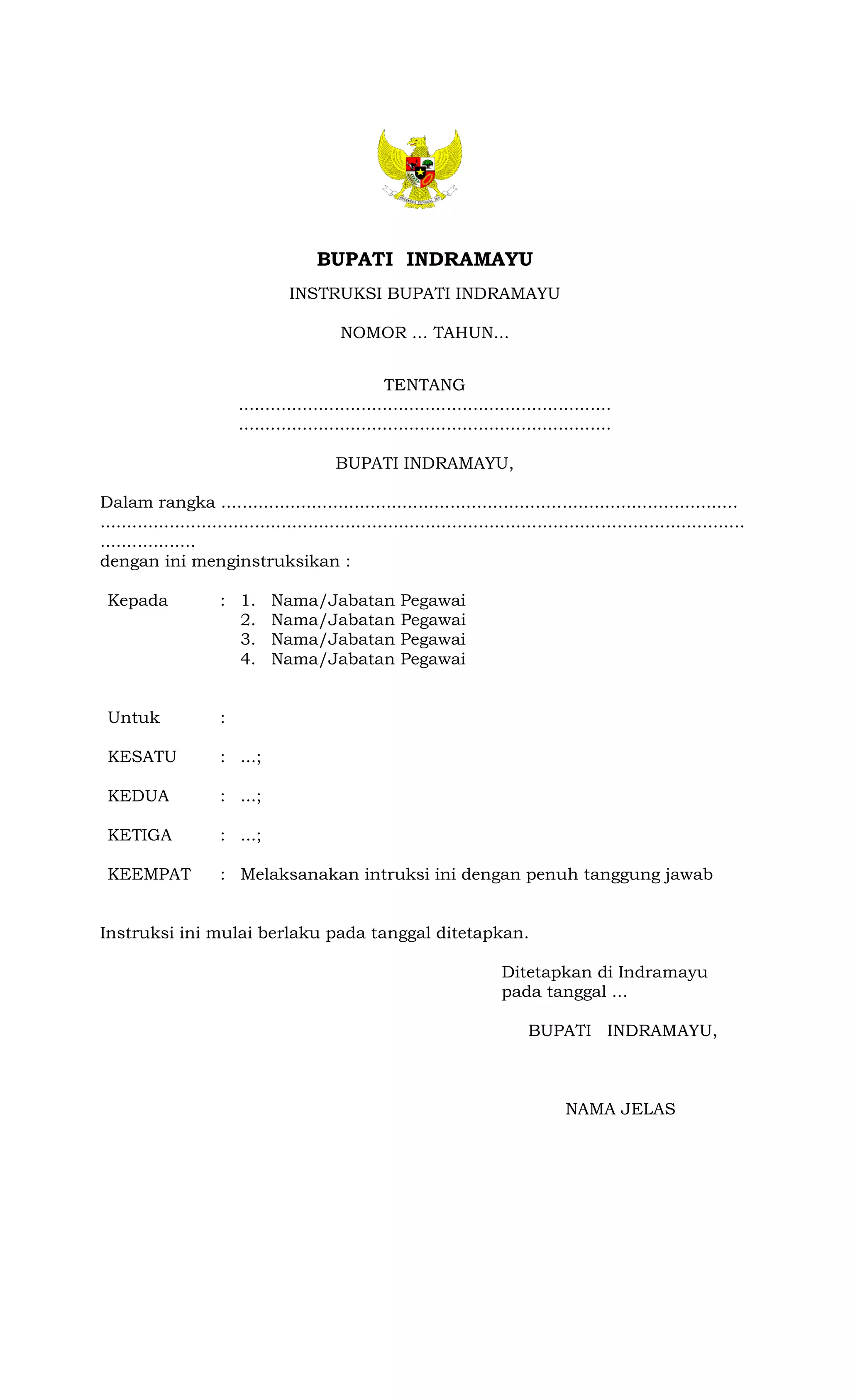 Contoh surat instruksi bupati | PDF