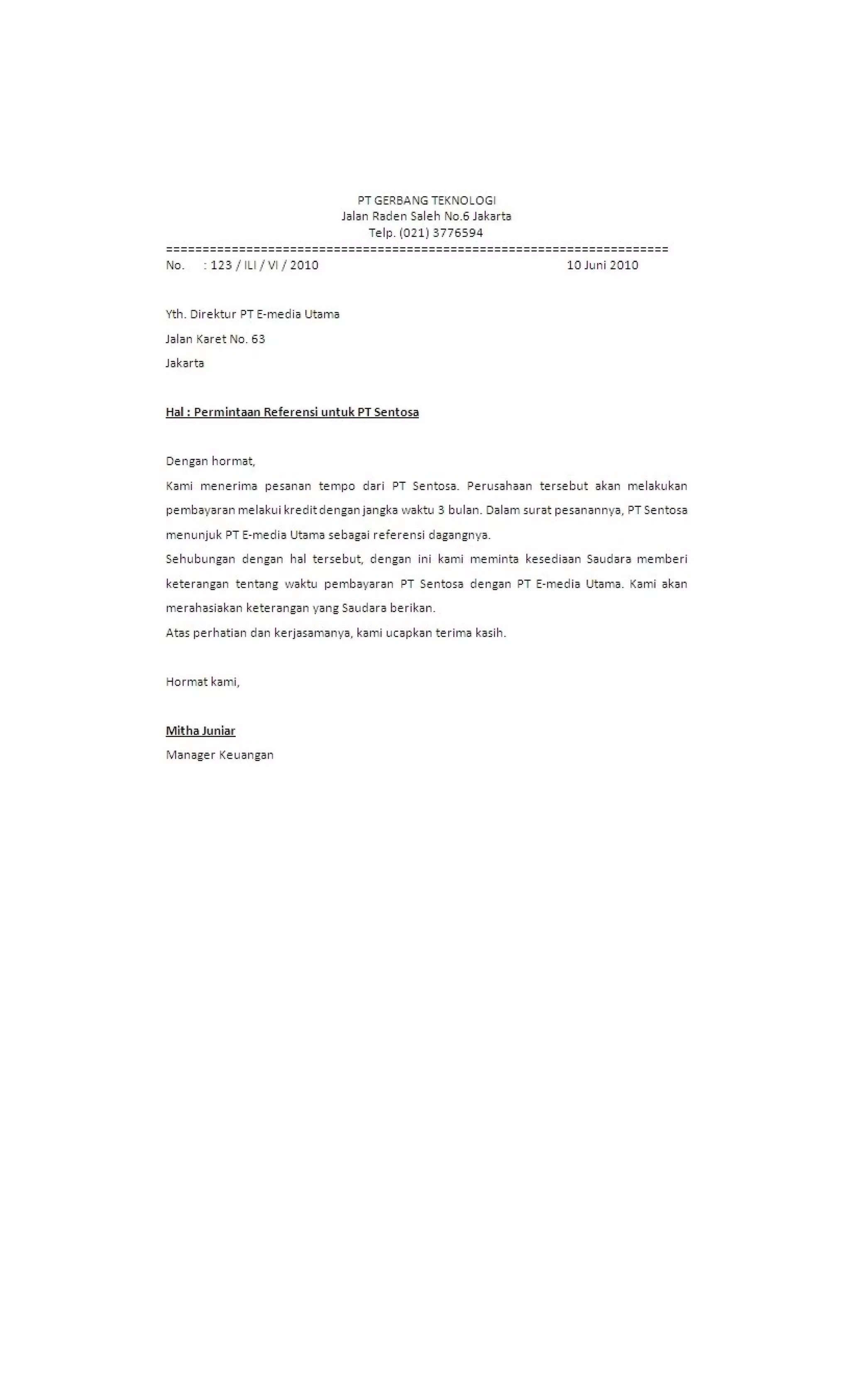 Contoh surat niaga dan surat kuasa | DOC