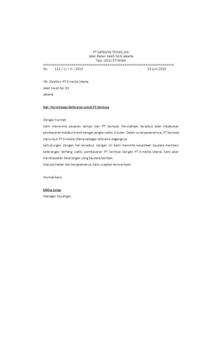 Contoh surat niaga dan surat kuasa | DOC