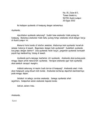 Contoh surat rasmi and tidak rasmi | DOCX