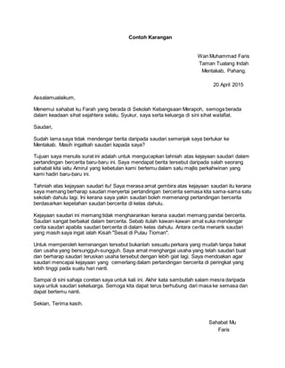 Contoh surat rasmi and tidak rasmi | DOCX