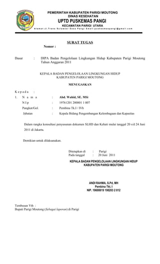 Contoh surat tugas | DOC