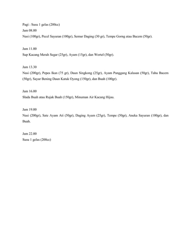 menu untuk ibu | DOCX