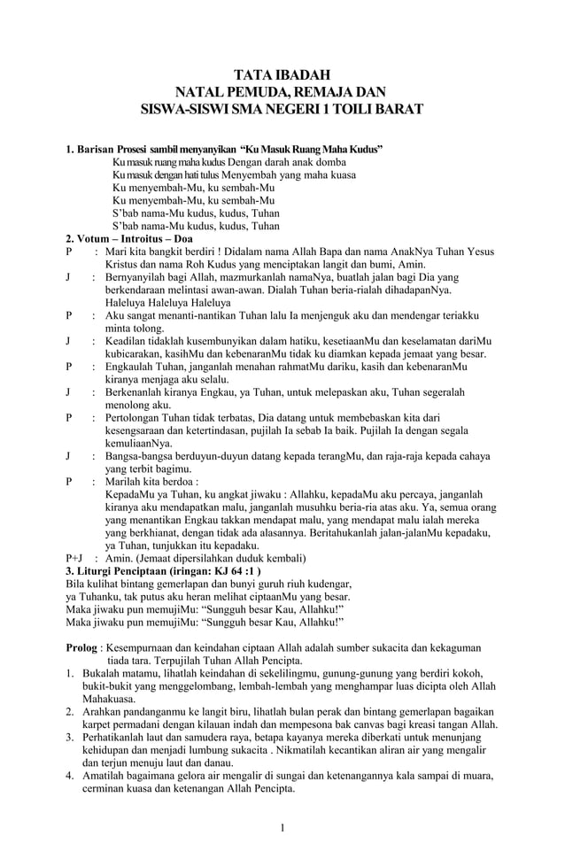 Contoh tata ibadah natal | DOC