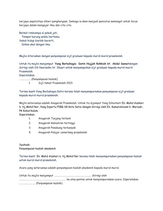 Teks pengacara majlis hari anugerah kecemerlangan 2018 | DOC