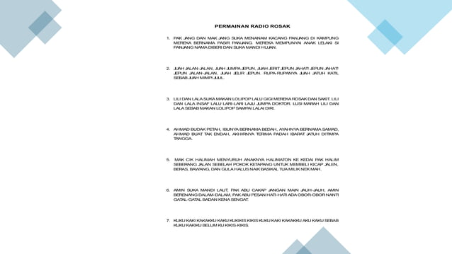 contoh teks permainan radio rosak utk indoor games..pptx