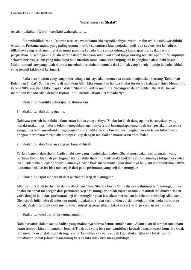 Contoh teks pidato kultum | DOCX