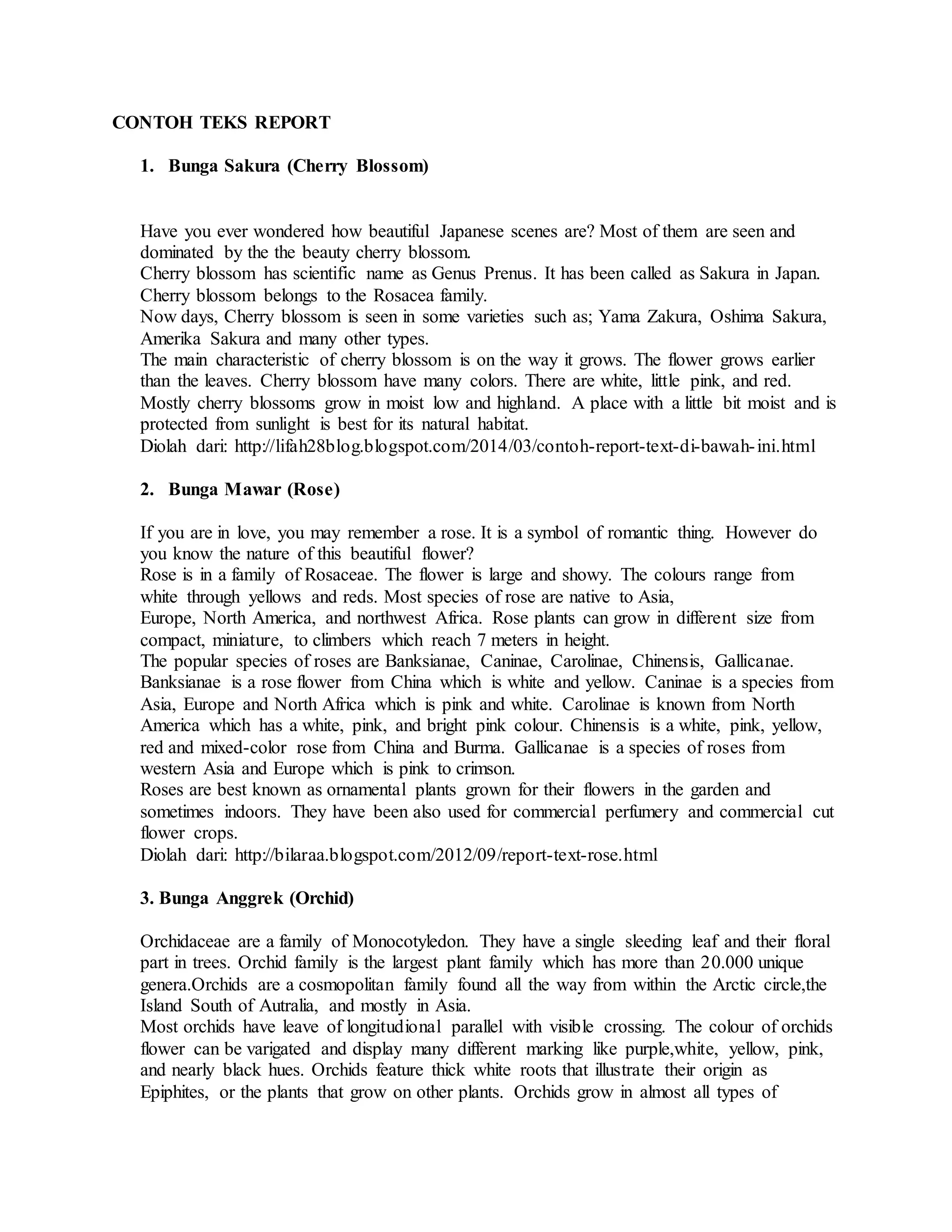 Contoh teks report | DOCX