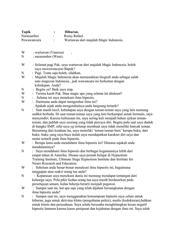 Contoh teks wawancara dengan guru | DOCX