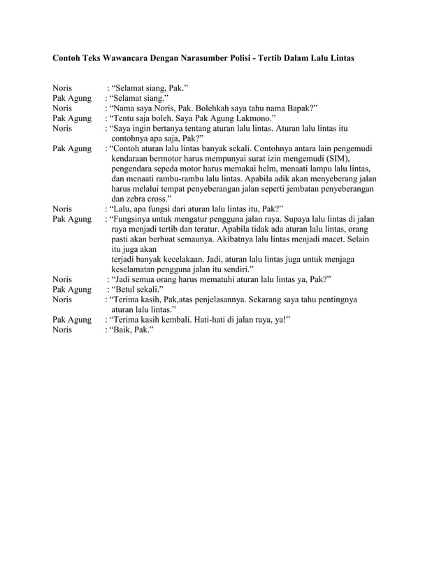 Contoh teks wawancara dengan guru