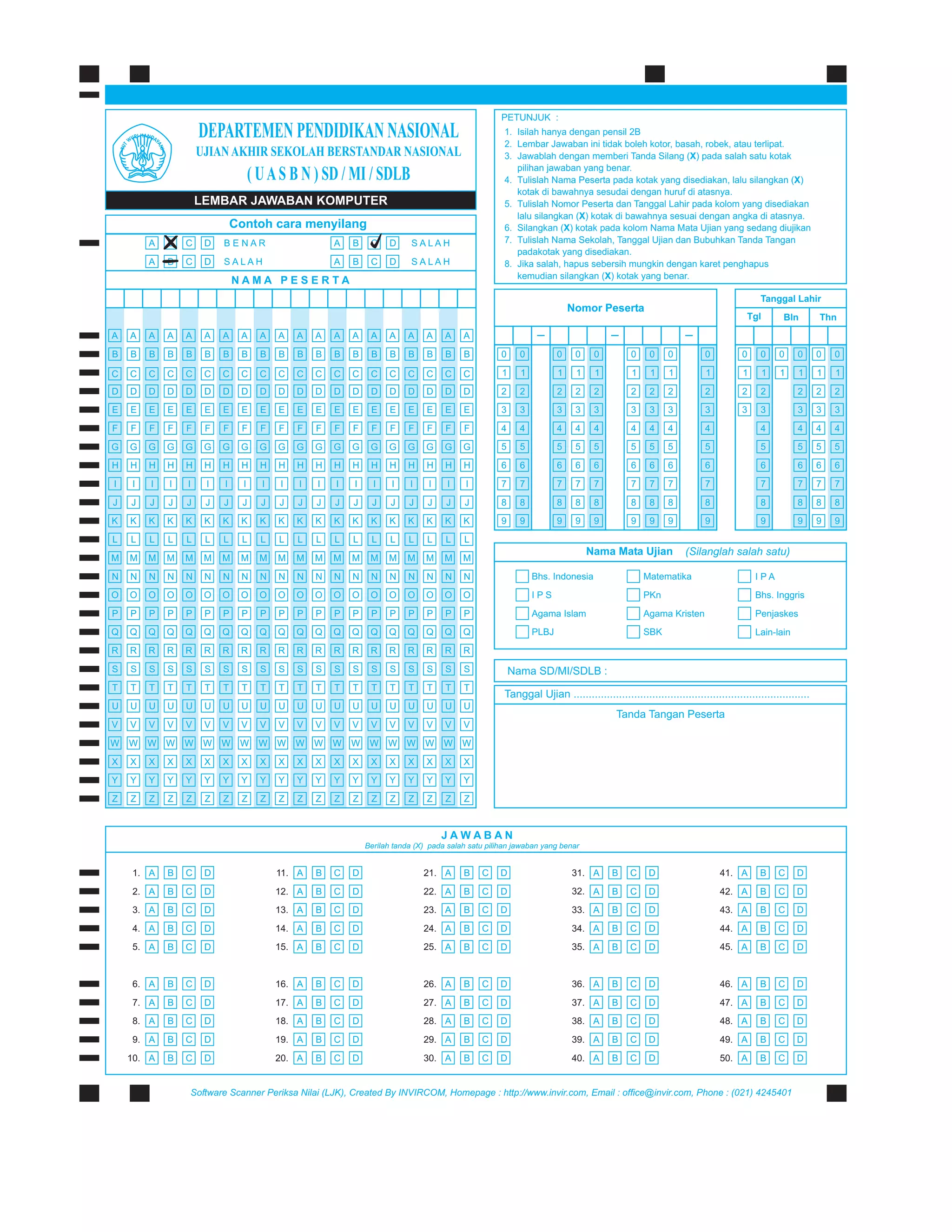 Contoh template danreport ljk smk | PDF