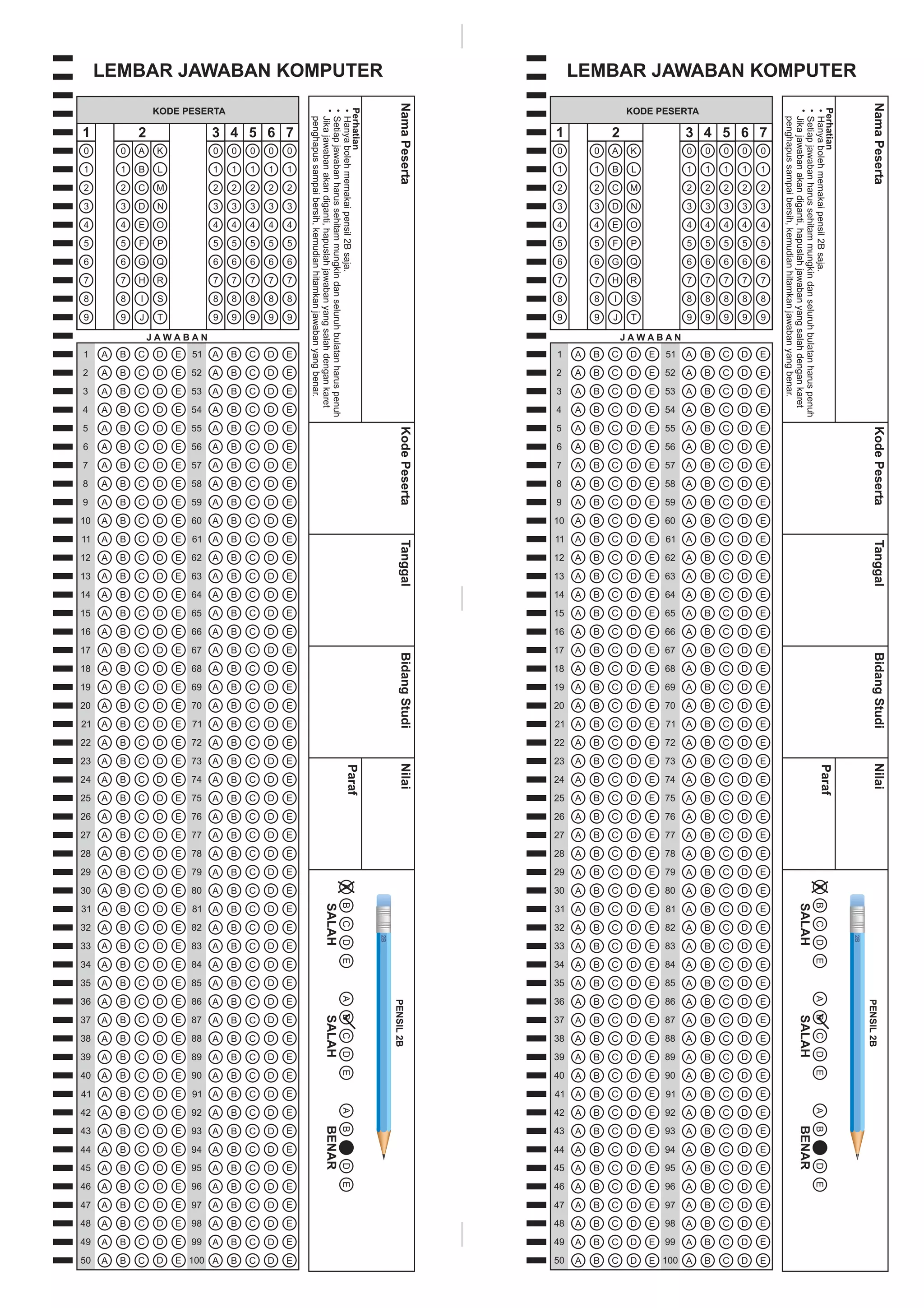 Contoh template danreport ljk smk | PDF