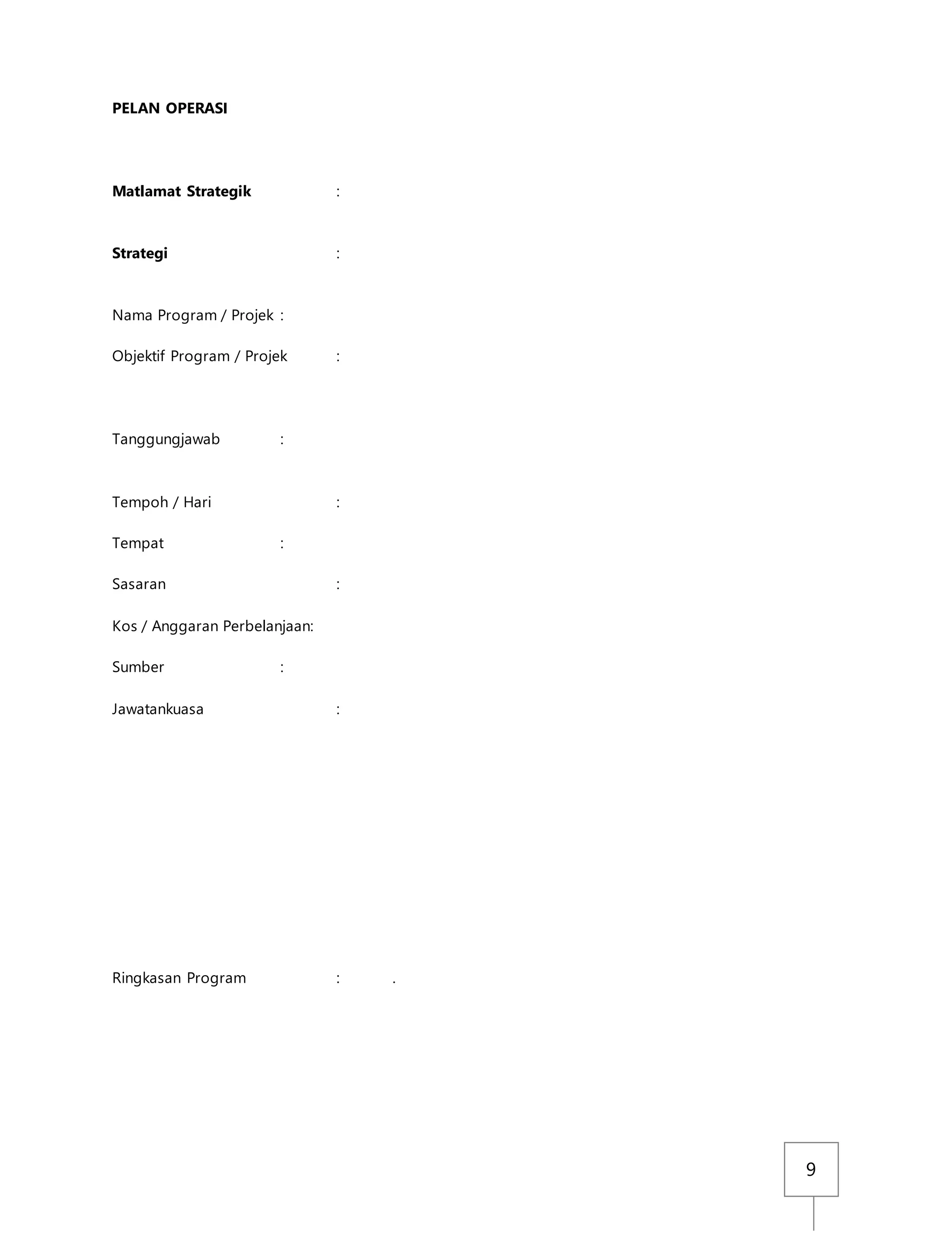 Contoh template perancangan strategik | PDF