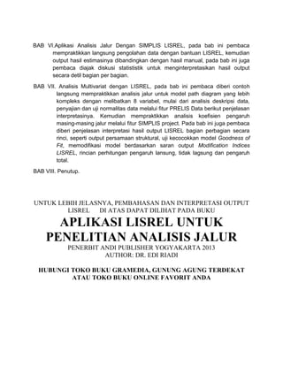 CONTOH TESIS DENGAN PATH ANALYSIS LISREL | PDF