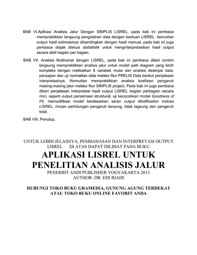 CONTOH TESIS DENGAN PATH ANALYSIS LISREL | PDF