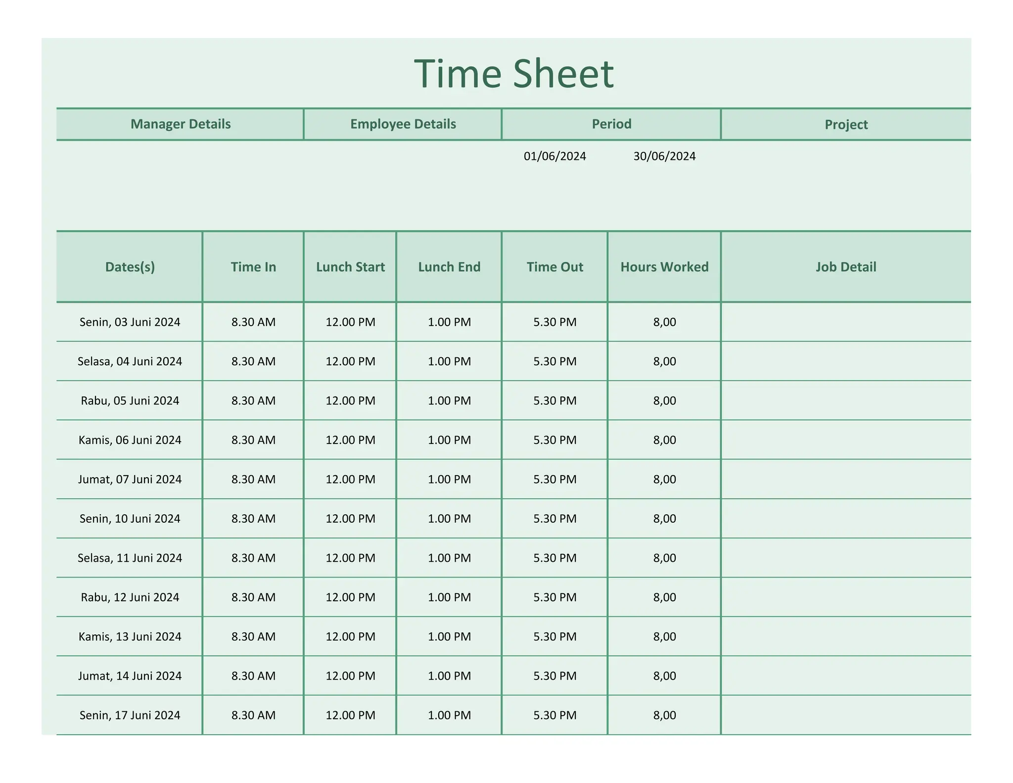 Contoh Timesheet untuk pekerjaan project | PDF