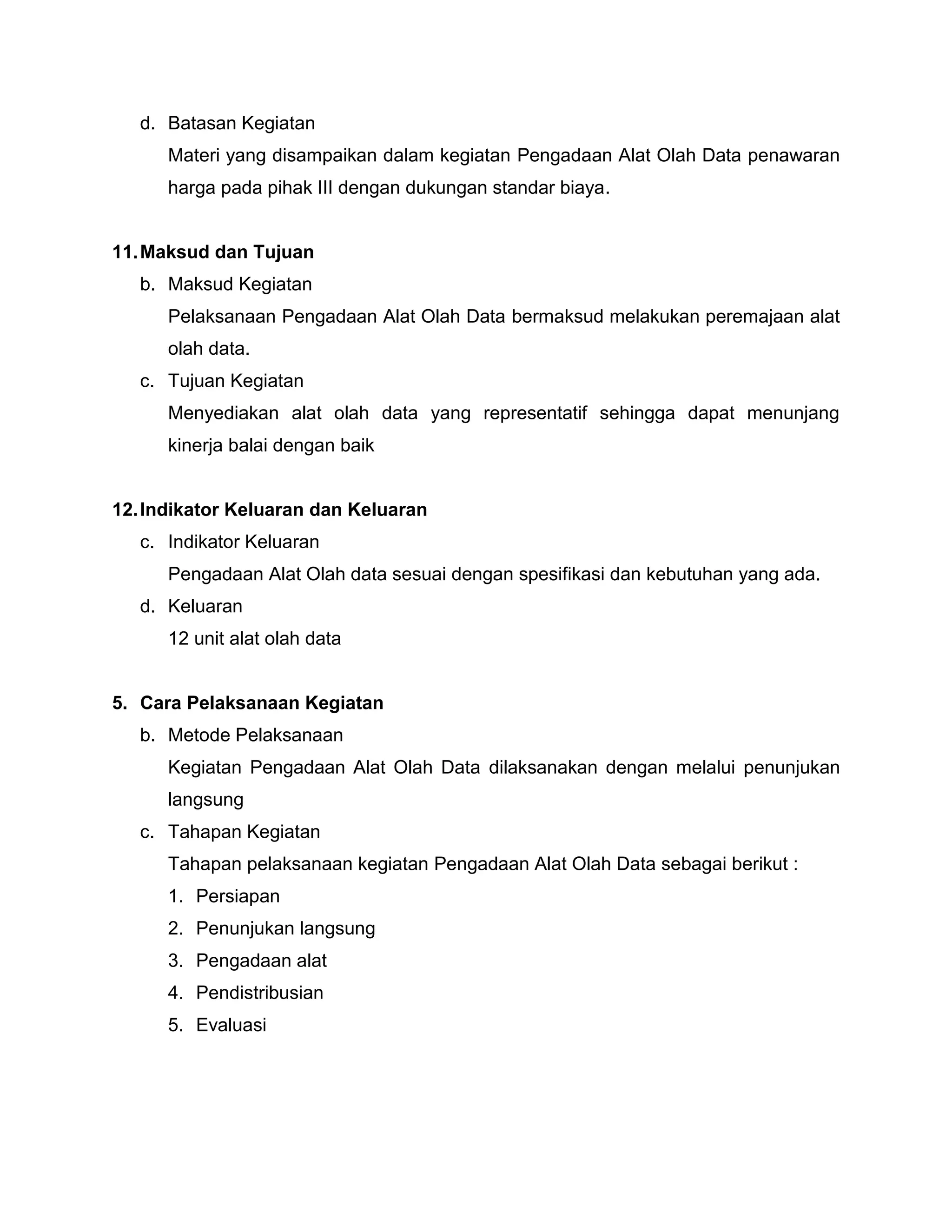 Kumpulan TOR / Kerangka Acuan Kerja | PDF