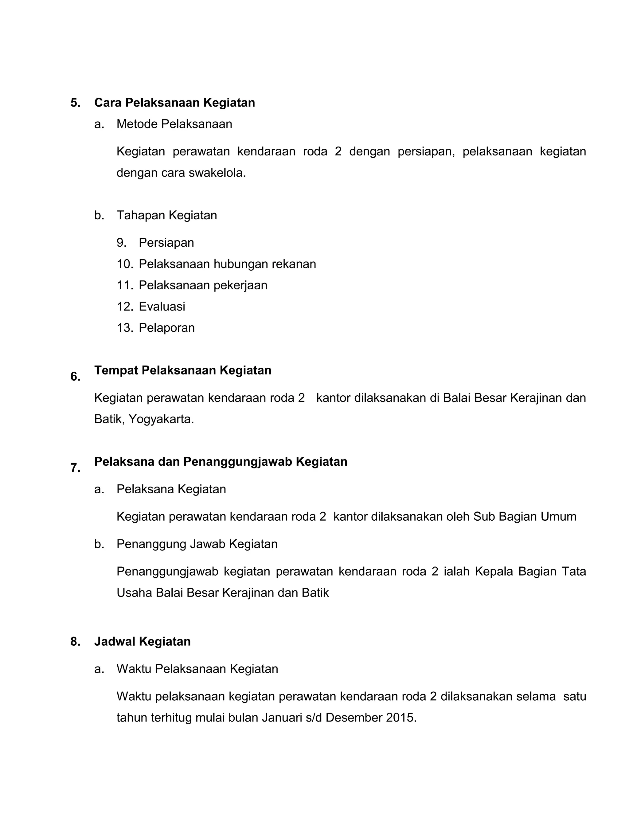 Kumpulan TOR / Kerangka Acuan Kerja | PDF