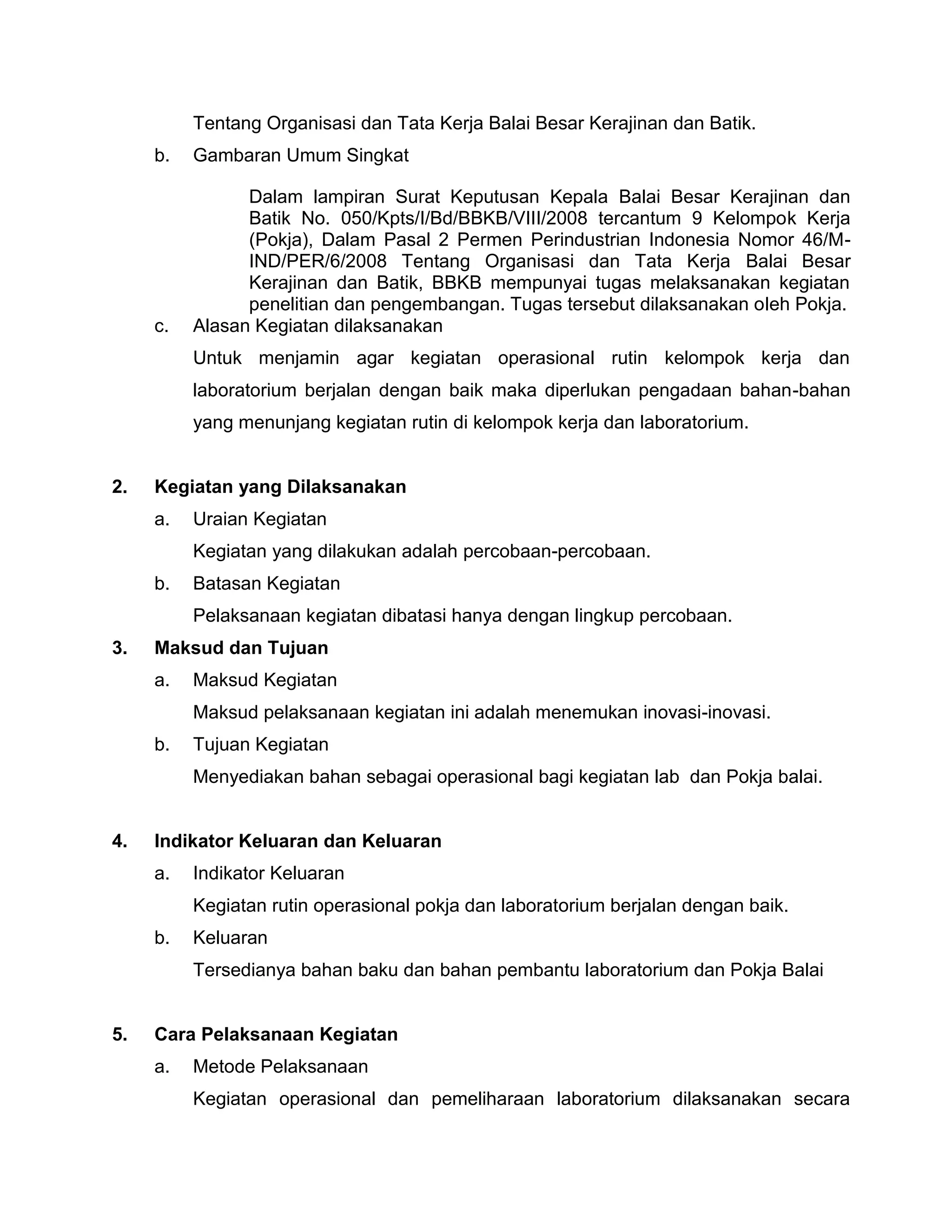Kumpulan TOR / Kerangka Acuan Kerja | PDF