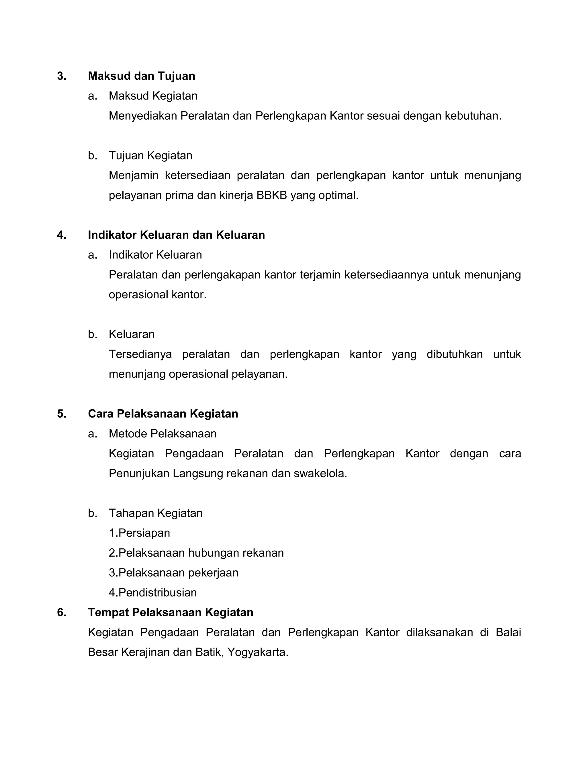 Kumpulan TOR / Kerangka Acuan Kerja | PDF
