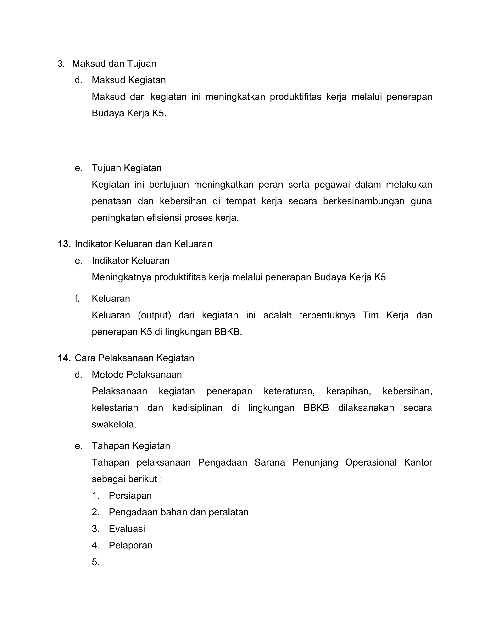Kumpulan TOR / Kerangka Acuan Kerja | PDF